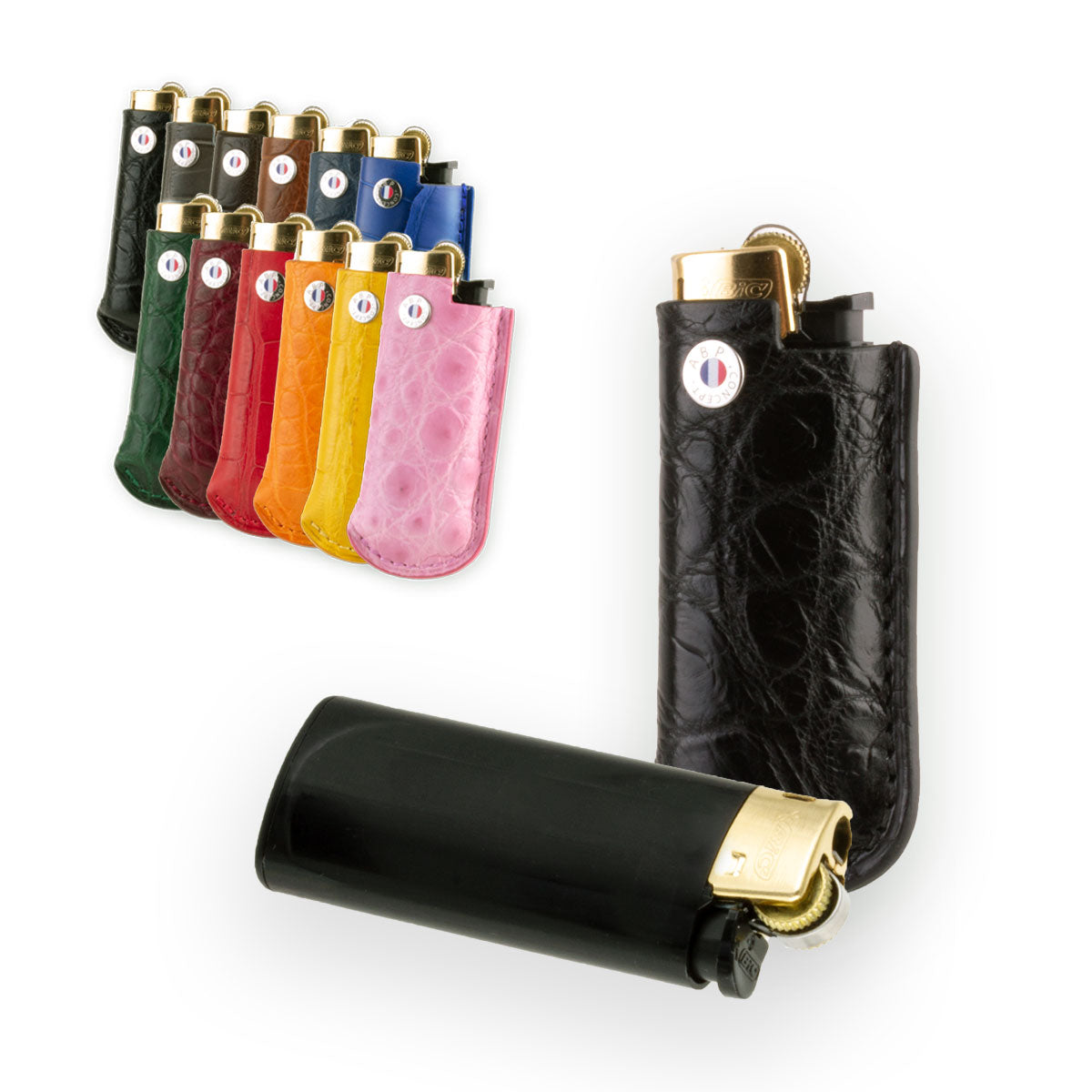 "Essentiel" leather lighter case - Alligator (black, blue, green, brow ...