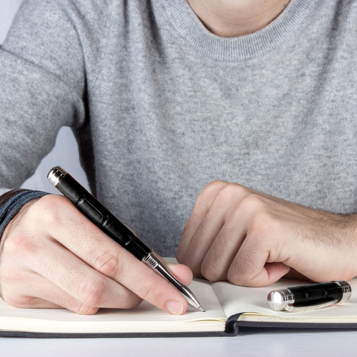 Rollerball pen – Rhodium steel – Alligator / crocodile Paris – ABP Concept